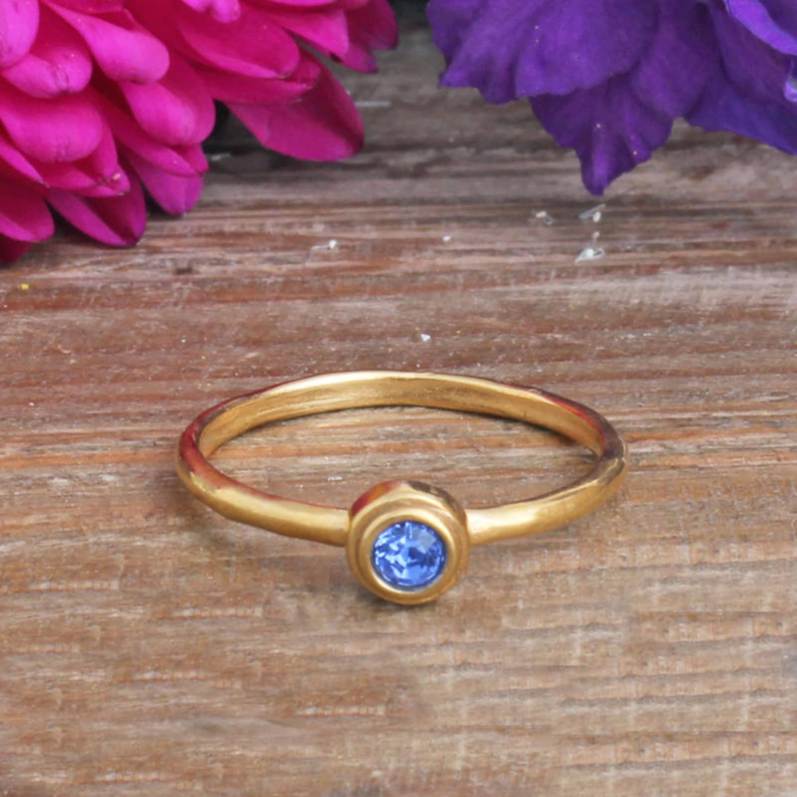 September Birthstone Ring in Gold ~ You Choose the Shape! Stacking Gold ...