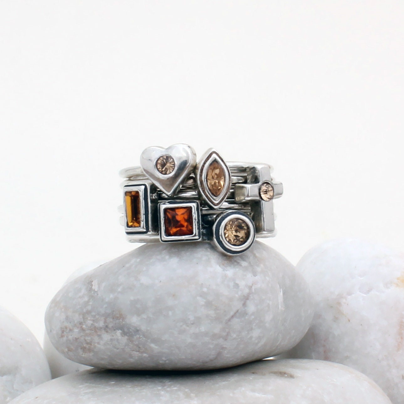 November Birthstone Ring in Silver. Stackable Mothers Ring | Etsy