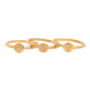 Gold Rings • Gold Initial Rings • Stackable Initial Ring in 24K Vermeil ...