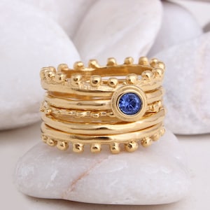 Gold Stackable Ring Set • Gold Stacking Bands • Minimalist Rings ...