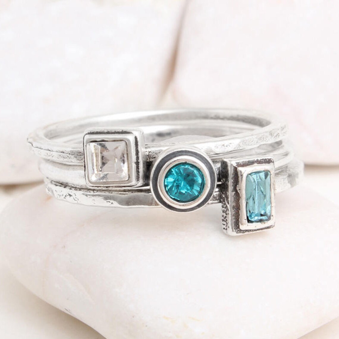 March Birthstone Ring in Silver. Perfect Personalized gift | Etsy