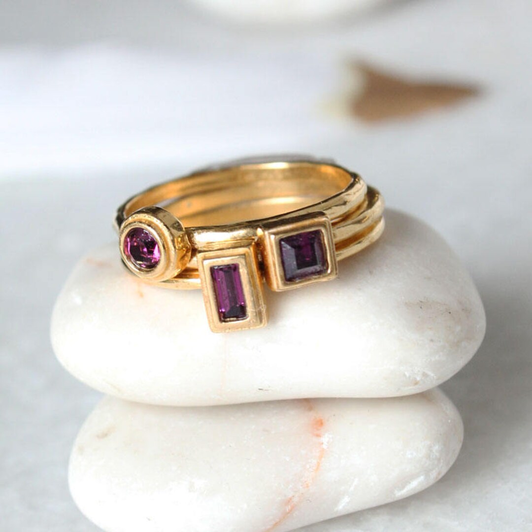 February Birthstone Ring in Gold. Our Amethyst Stack Ring is a Great ...