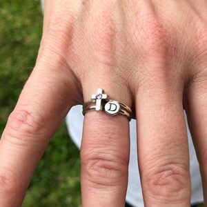 Initial & Birthstone Stacking Ring Set in Sterling Silver ...