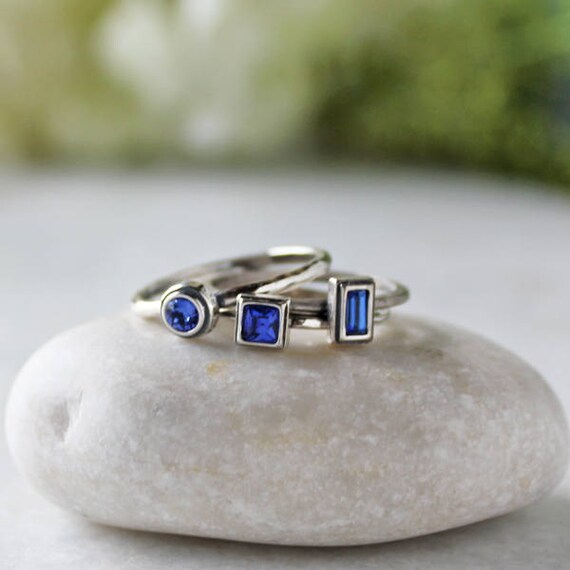 September Birthstone Ring in Sterling Silver. Stacking | Etsy