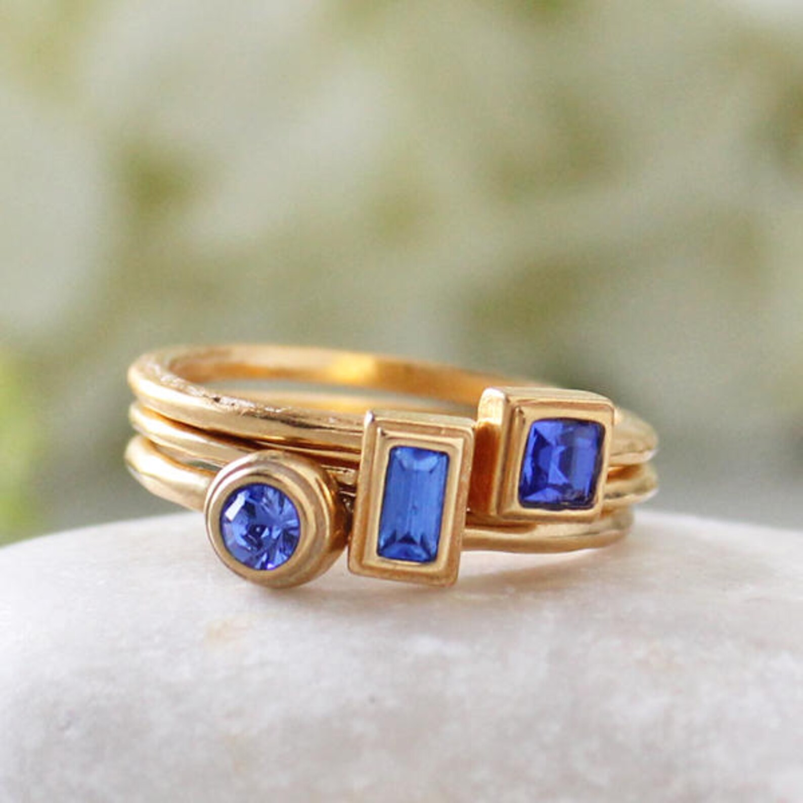 September Birthstone Ring in Gold ~ You Choose the Shape! Stacking Gold ...