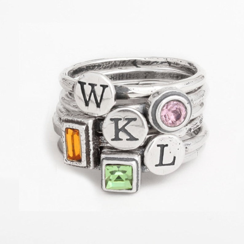 November Birthstone Ring in Silver. Stackable Mothers Ring | Etsy