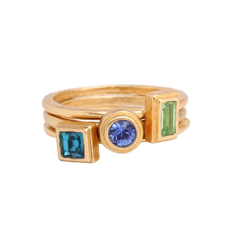 Stackable Birthstone Ring Gold Stacking Rings Gemstone - Etsy