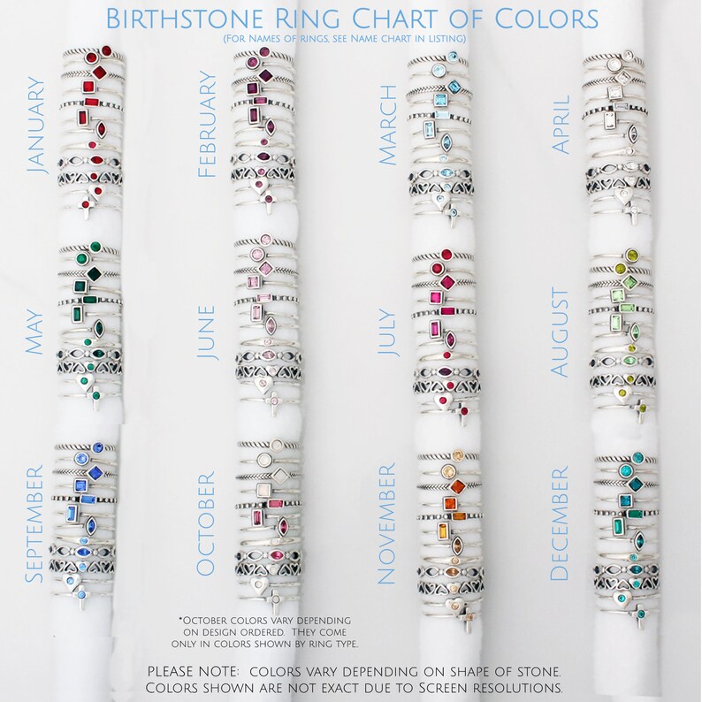 December Birthstone Ring in Silver Stackable Mothers Ring - Etsy