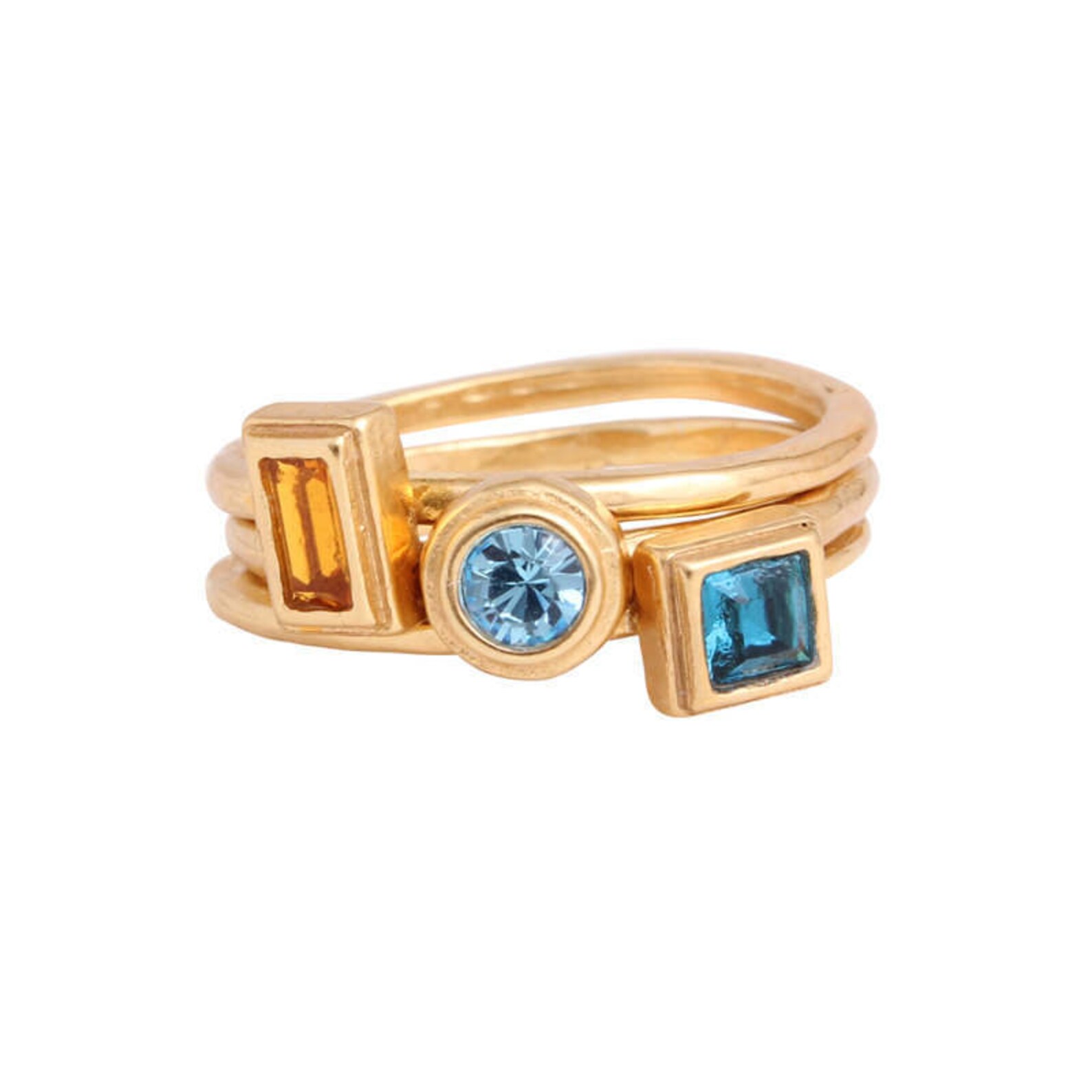 Stacking Gold Birthstone Rings Set of 3 Mother's | Etsy