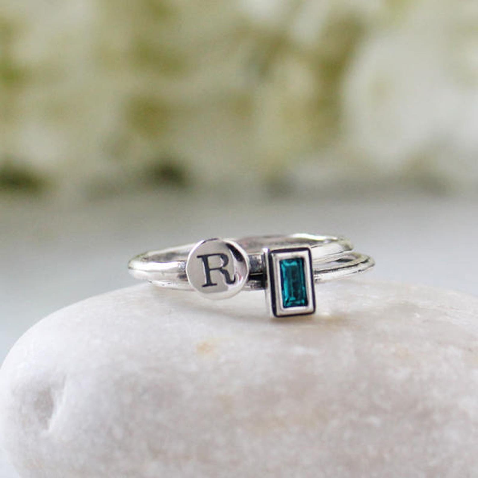 December Birthstone Ring in Silver Stackable Mothers Ring - Etsy