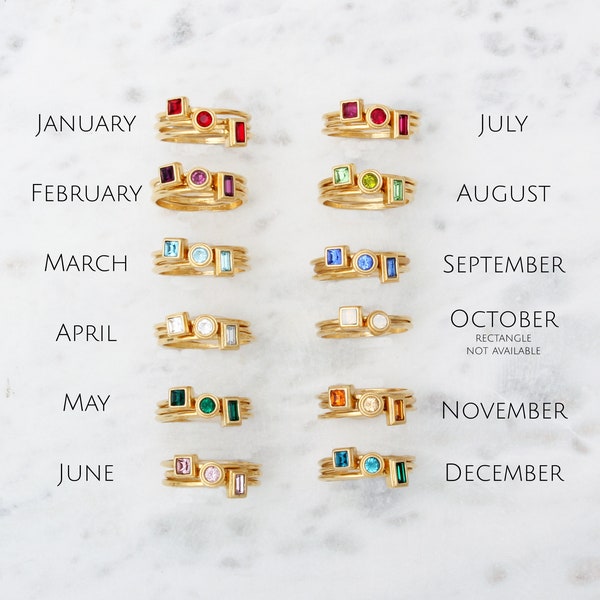 July and June Birthstone Rings - Etsy