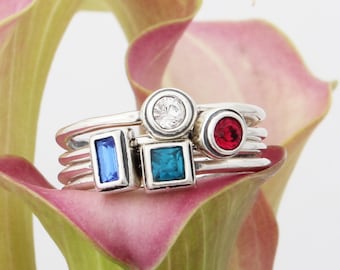 Gemstone Ring Set - Etsy