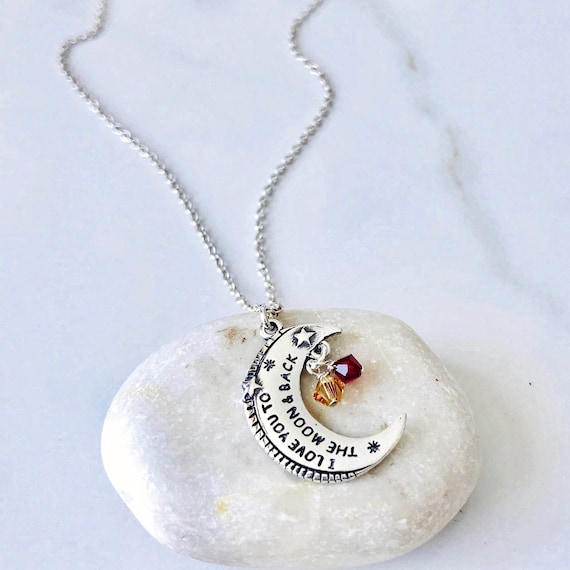Mothers Day Gift I Love You to the Moon Back Necklace Mothers Necklace Personalized Gift for Mom Gift for Her Mom Gift Etsy