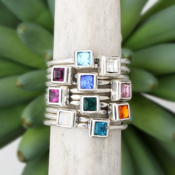Gemstone Stacking Rings - Etsy