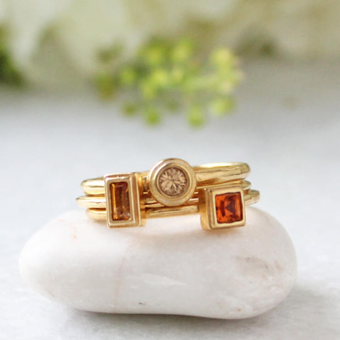 November Birthstone Stacking Ring in Gold. - Etsy