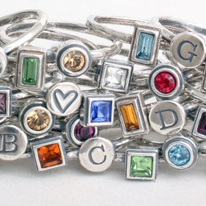 Gold Stackable Birthstone Rings • Stacking Baguette Birthstone Rings ...