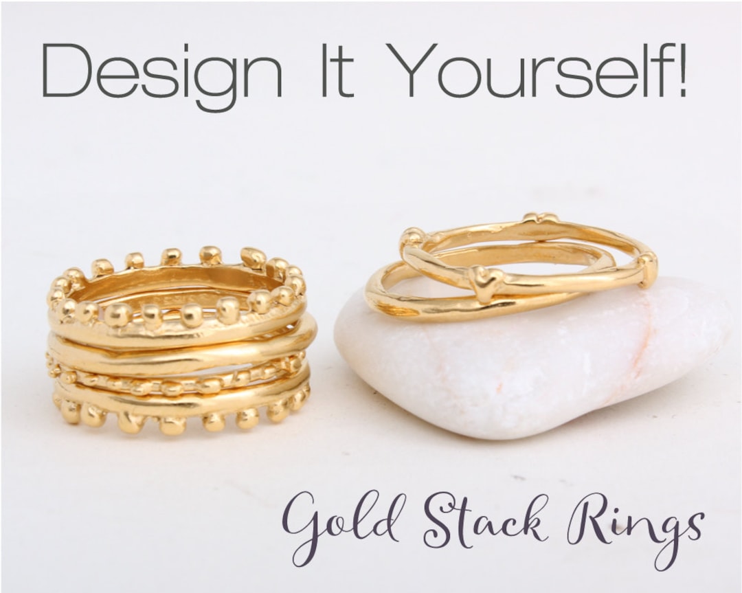 Gold Stackable Ring Set • Gold Stacking Bands • Minimalist Rings ...
