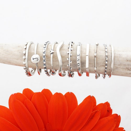 Stack Rings Sterling Silver Stackable Birthstone Rings - Etsy
