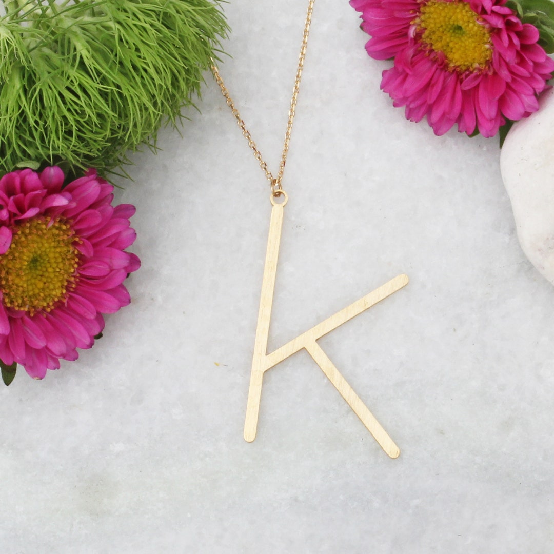 Large Initial Necklace Giant Letter Necklace Gold Initial - Etsy