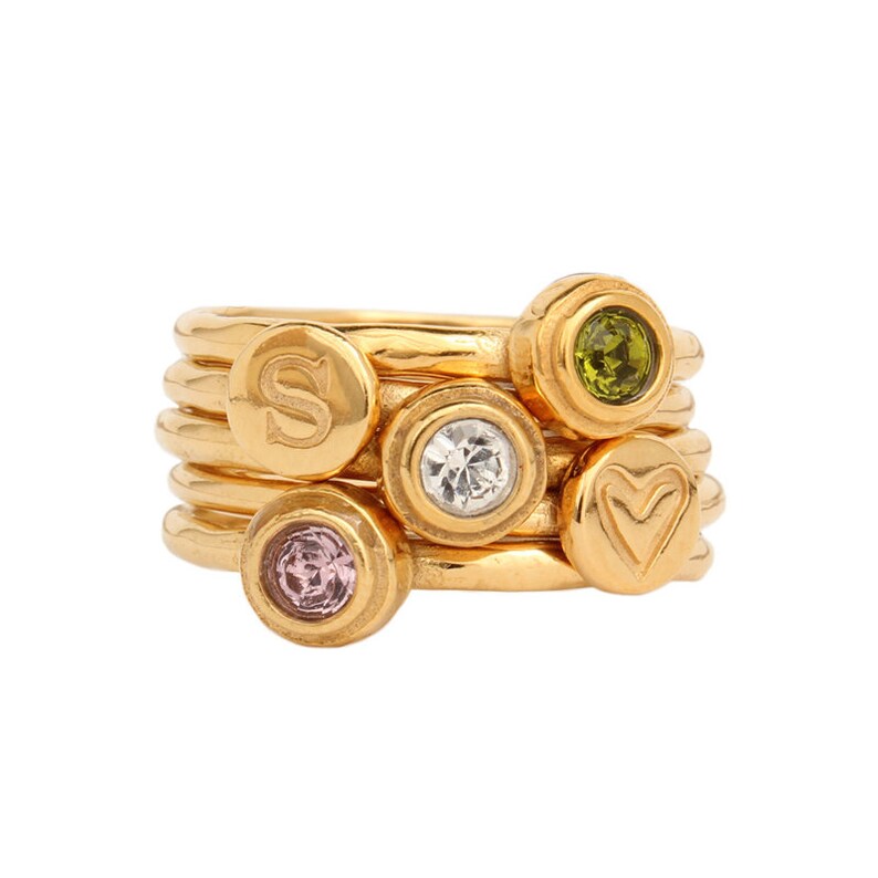 Stacking Gold Rings Gold Stack Ring Set with Initials and | Etsy