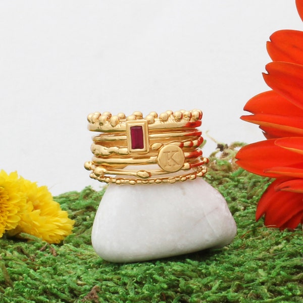 Gold Stack Rings - Etsy