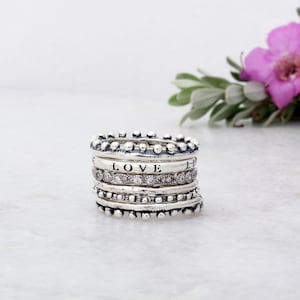 Mother's Day Gift • Silver Stackable Bands • Stack Ring Sets ...