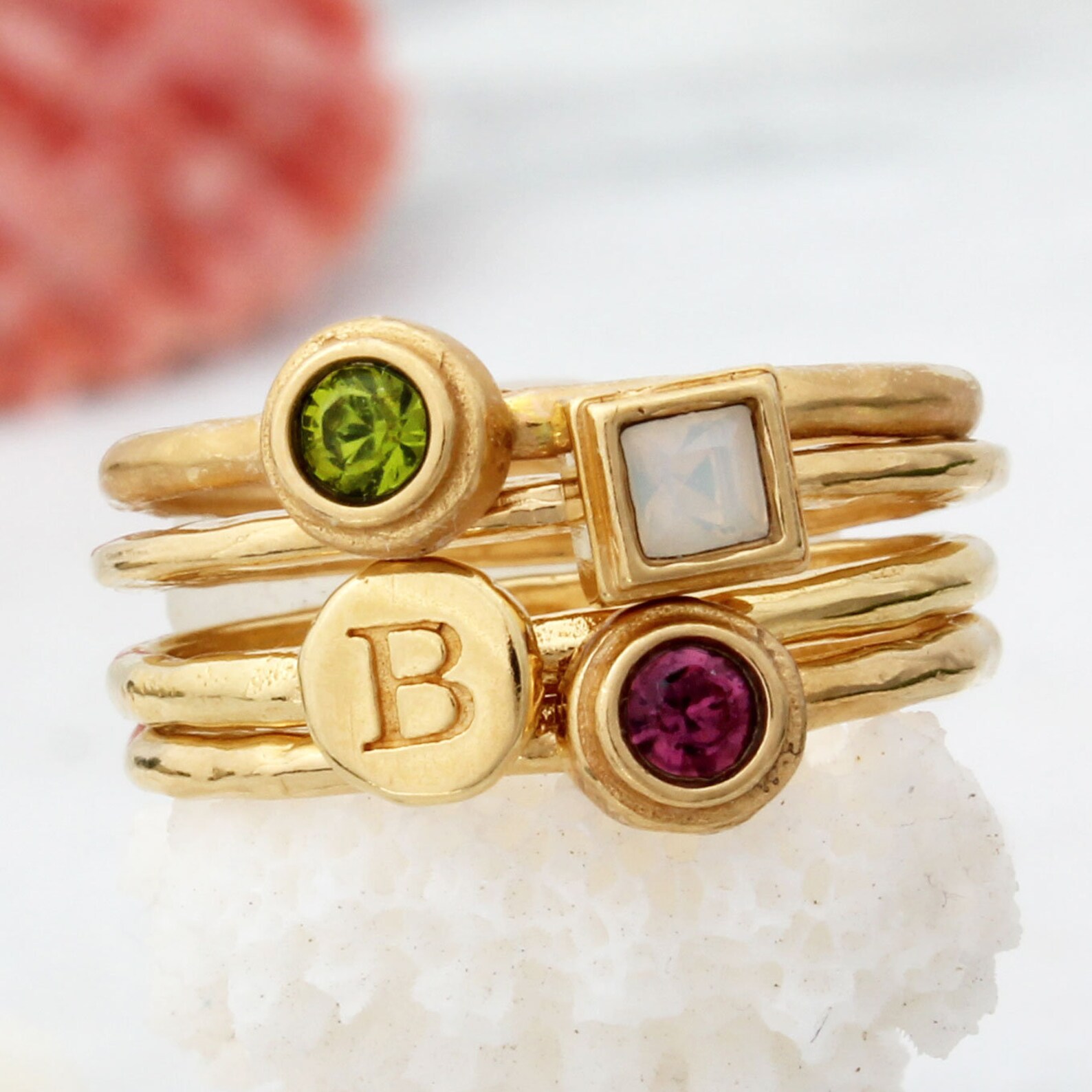 Stack Rings Sterling Silver Stackable Birthstone Rings | Etsy Canada