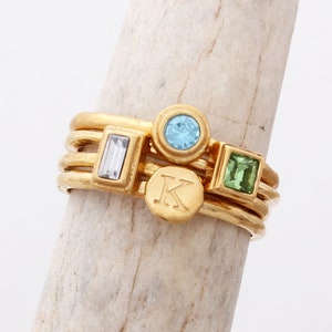 Gold Birthstone Rings, January, February, March, April, May, June, July ...
