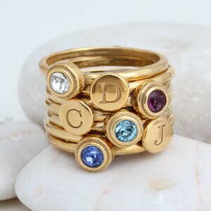 March Birthstone Ring in Gold • Stacking Ring With Aquamarine • Gift ...