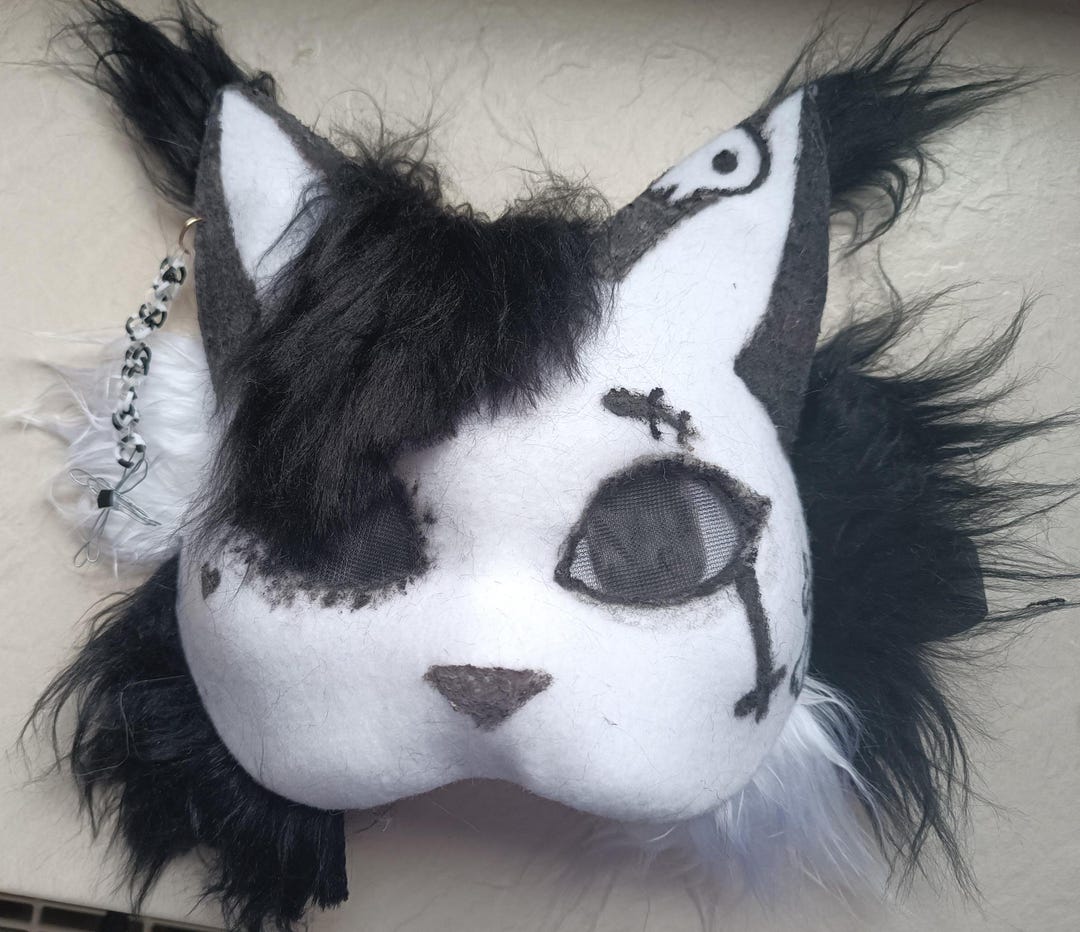 Emo Gothic Style Cat Therian Mask Black White - Etsy