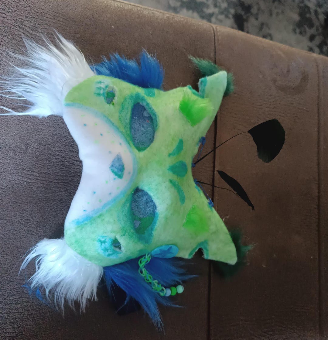 Alien Cat Therian Mask Green Blue - Etsy