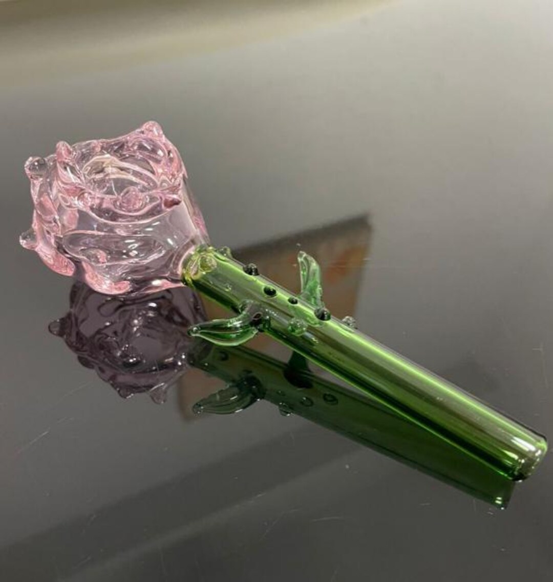 Glass Pipe Rose Thorns Cute Pink Smoking Accessories Rhinestones Kawaii ...