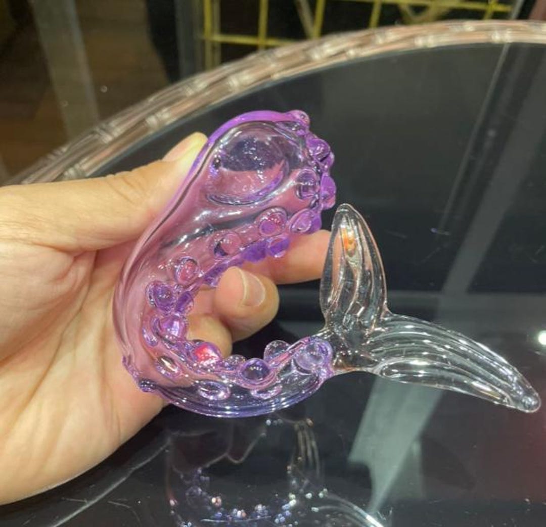 Glass Pipe Mermaid Tail Purple Smoking Accessories Cute Gift - Etsy