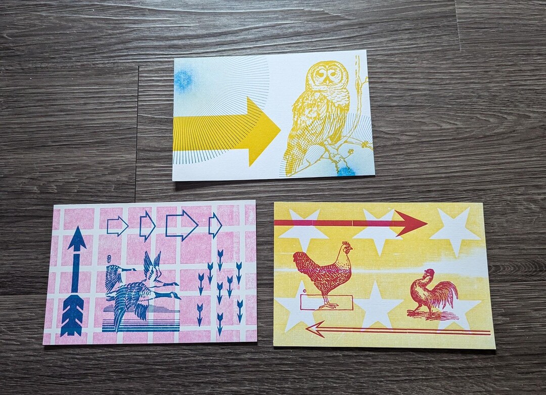 Bird Oracle Letterpress Postcards - Set of All 3 - Etsy
