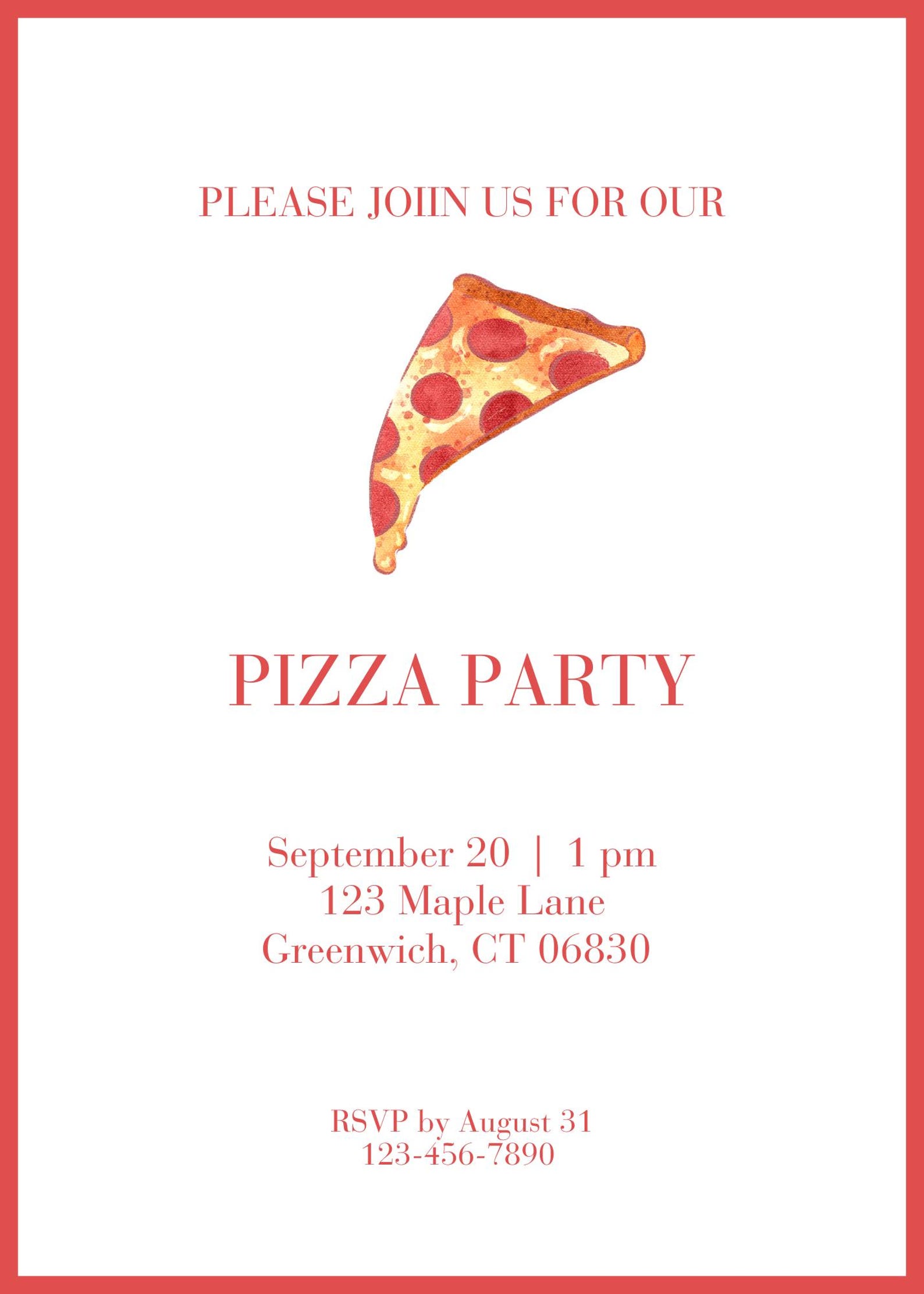Pizza Party Invitation & Menu Template Red Theme Editable Canva ...