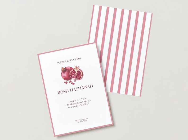 Rosh Hashanah Invite PLUS Menu Template Editable Jewish New Year ...