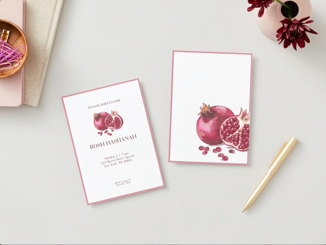 Rosh Hashanah Invite PLUS Menu Template Editable Jewish New Year ...