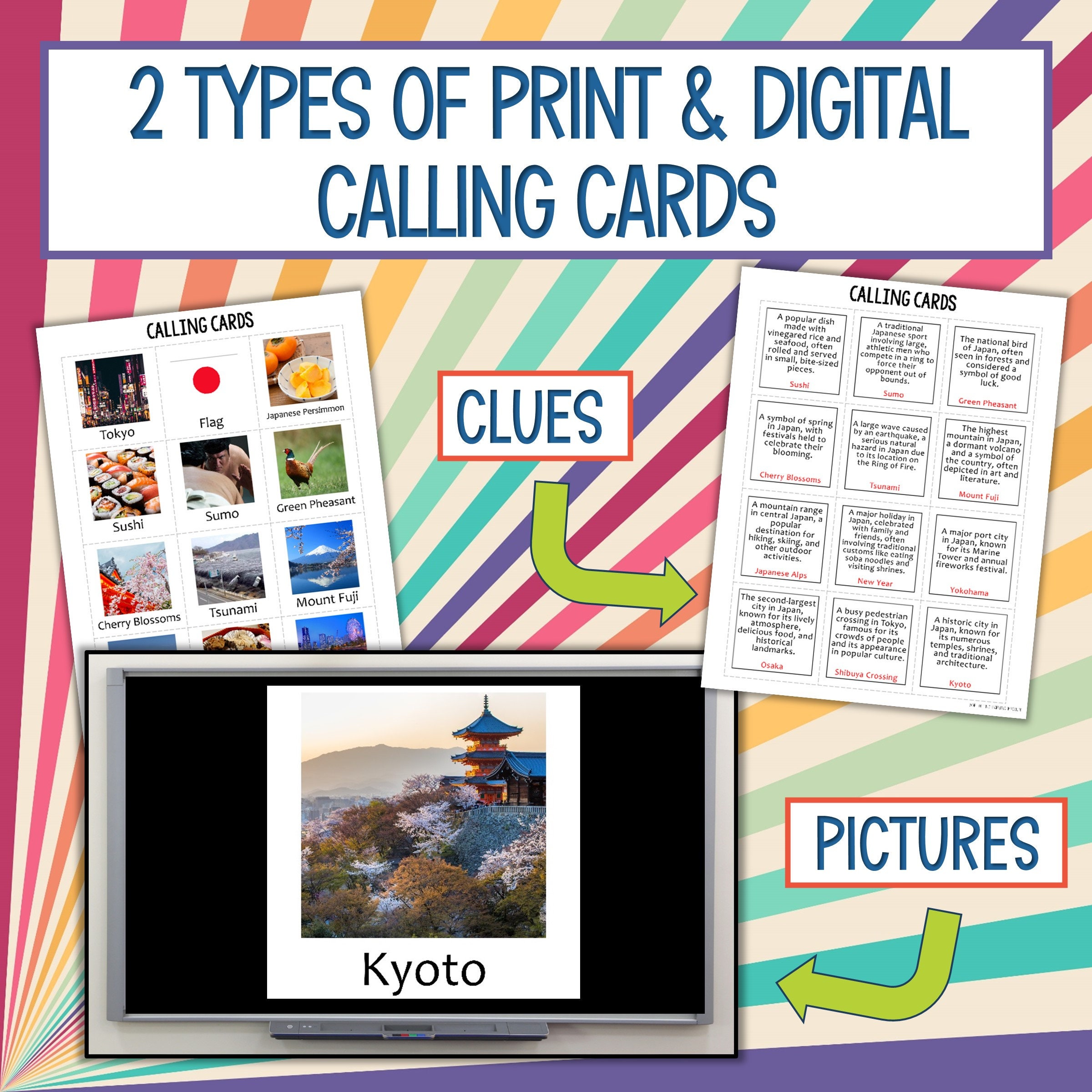 Japan Bingo Game - Printable & Digital - 40 Bingo Cards - Images and ...