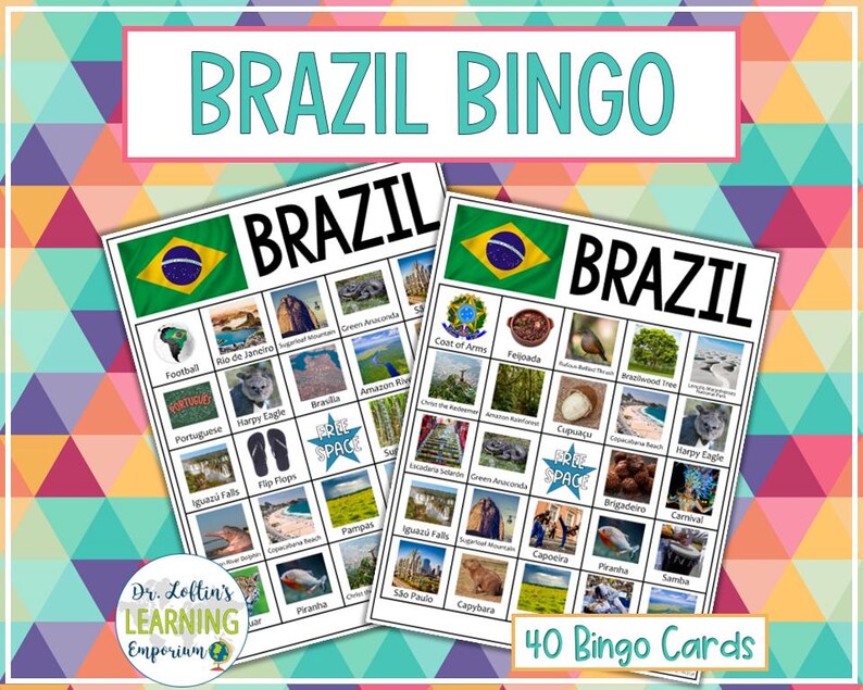Brazil Bingo Game - Printable & Digital - 40 Bingo Cards - Images and ...
