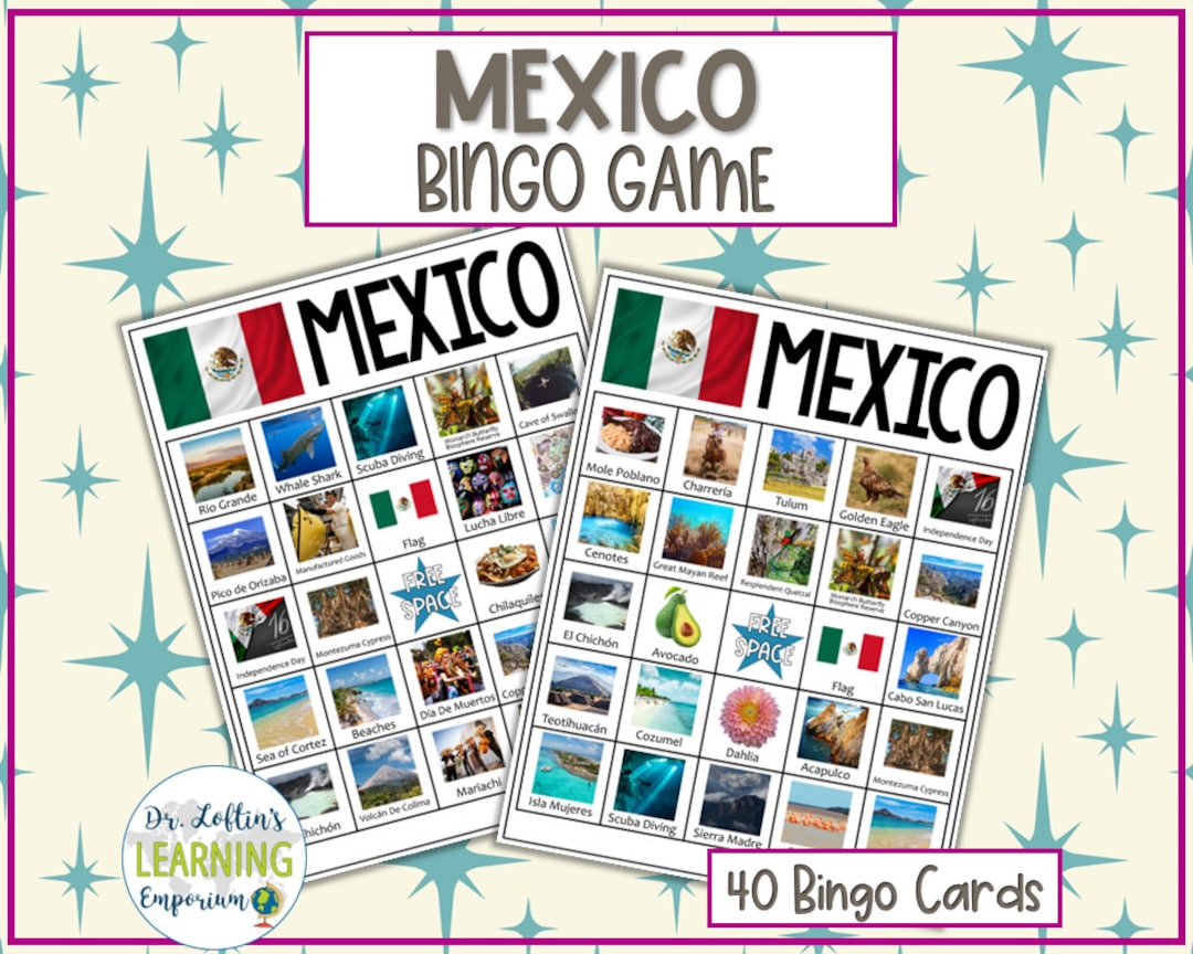 Mexico Bingo Game - Printable & Digital - 40 Bingo Cards - Images and ...