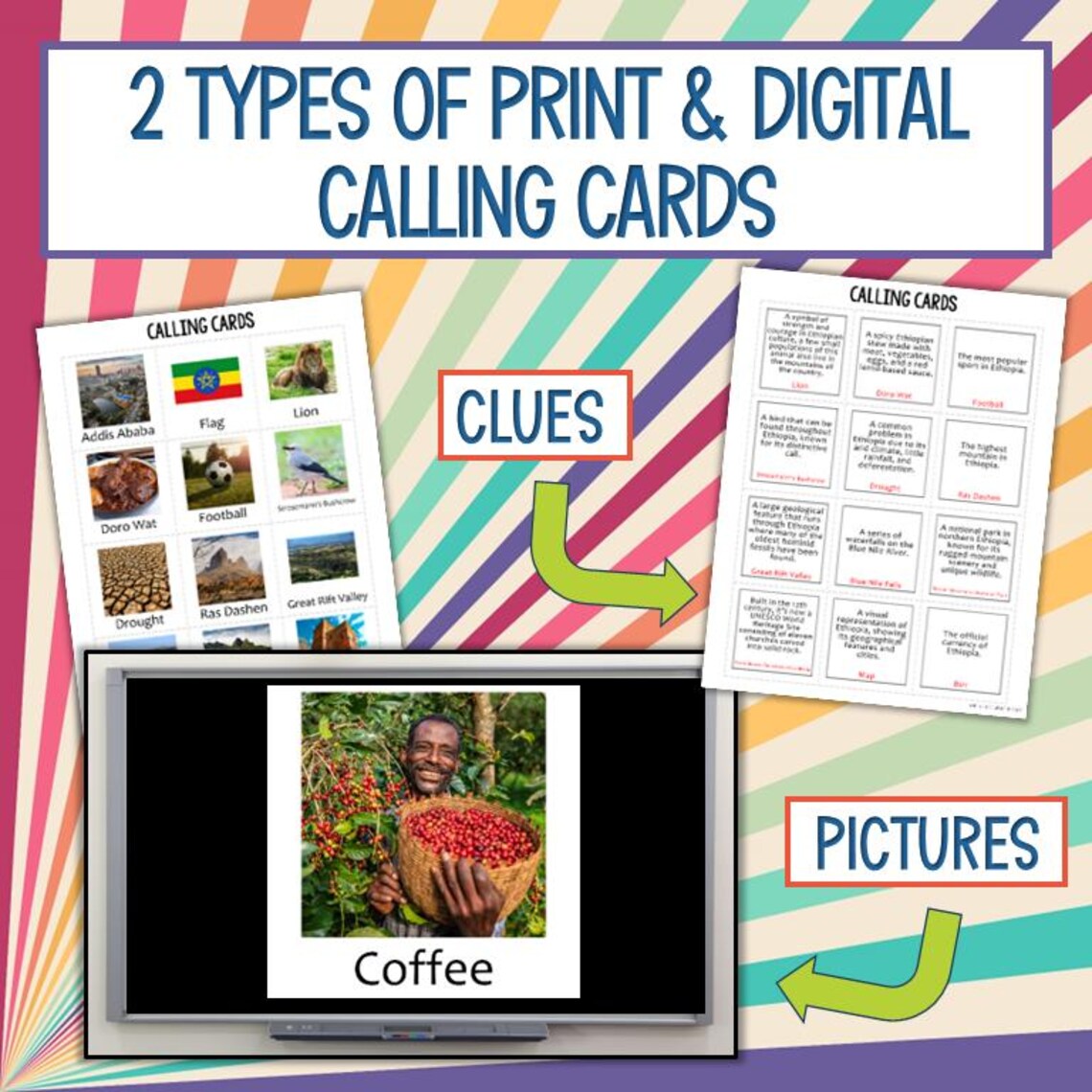 Ethiopia Bingo Game - Printable & Digital - 40 Bingo Cards - Images and ...