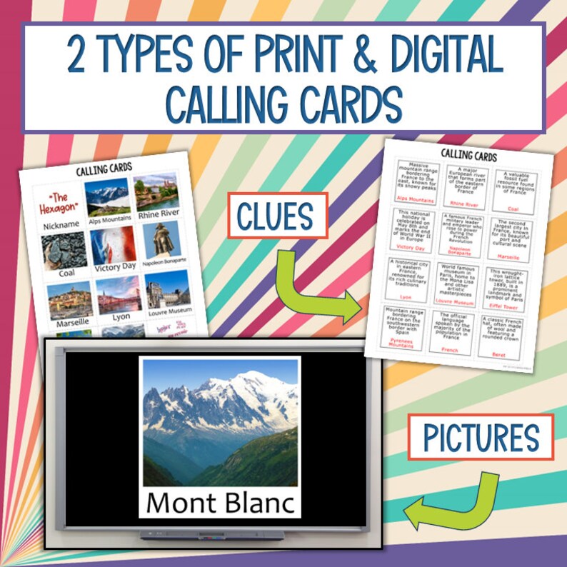 France Bingo Game - Printable & Digital - 40 Bingo Cards - Images and ...