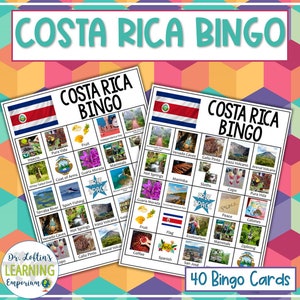 Costa Rica Bingo Game - Printable & Digital - 40 Bingo Cards - Images ...