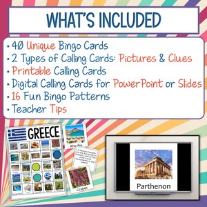 Greece Bingo Game - Printable & Digital - 40 Bingo Cards - Images and ...