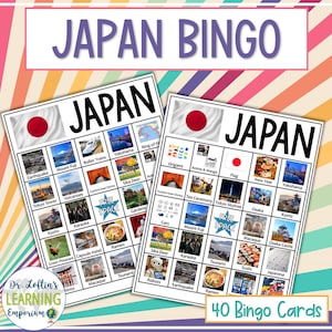 Japan Bingo Game - Printable & Digital - 40 Bingo Cards - Images and ...