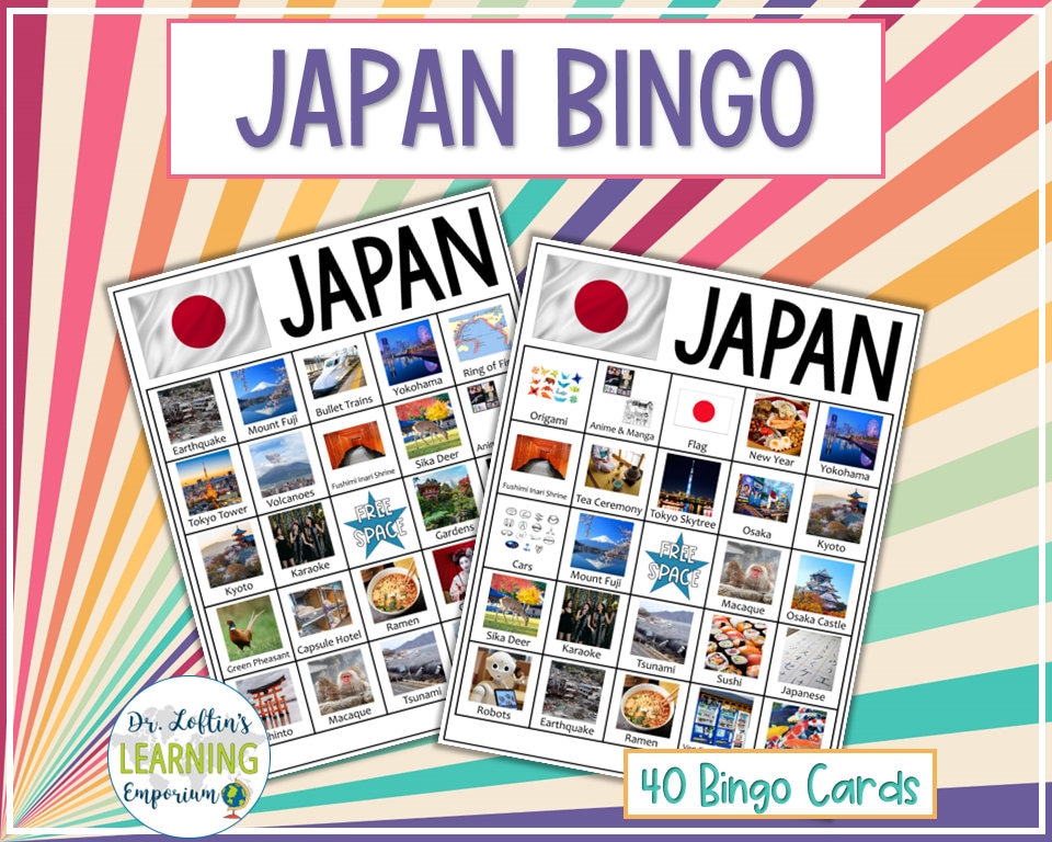 Japan Bingo Game - Printable & Digital - 40 Bingo Cards - Images and ...