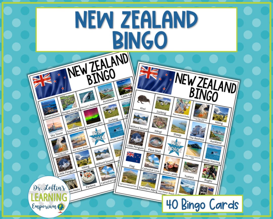 New Zealand Bingo Game - Printable & Digital - 40 Bingo Cards - Images ...