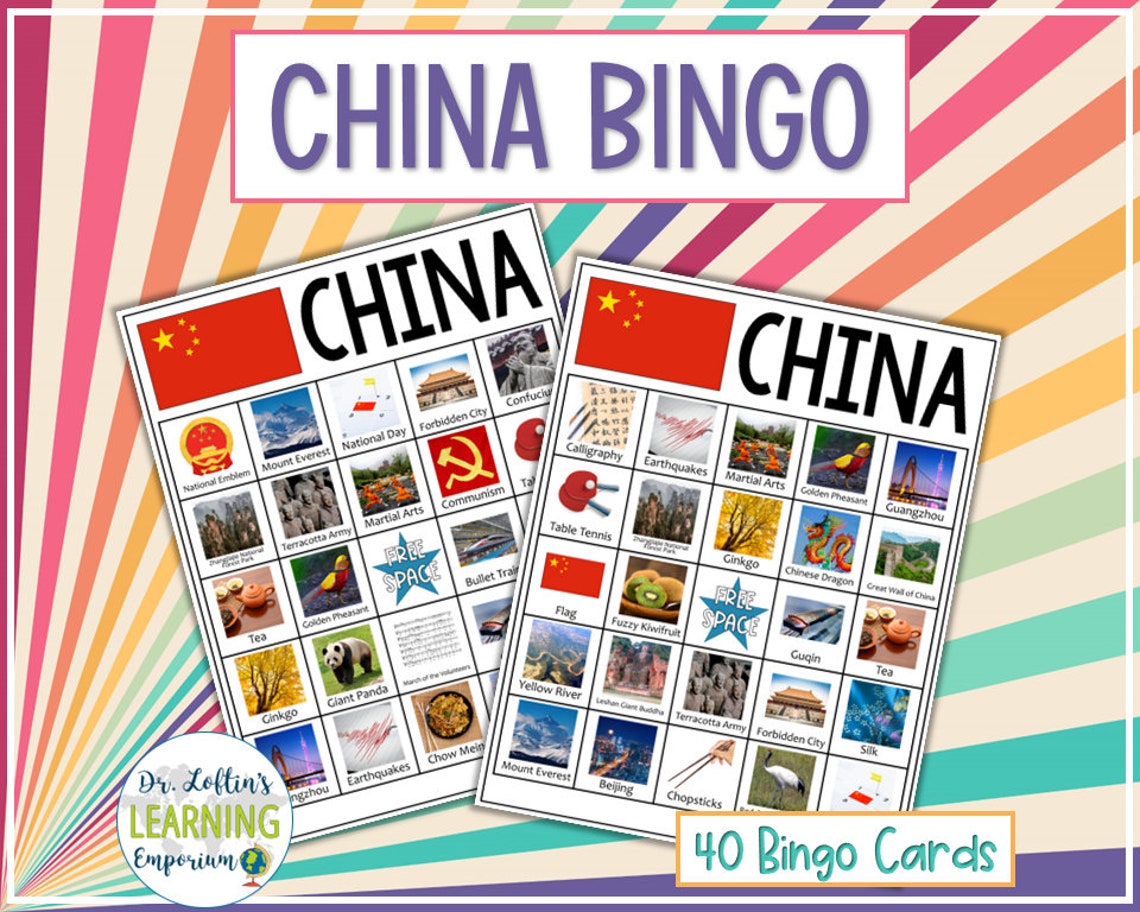 China Bingo Game - Printable & Digital - 40 Bingo Cards - Images and ...