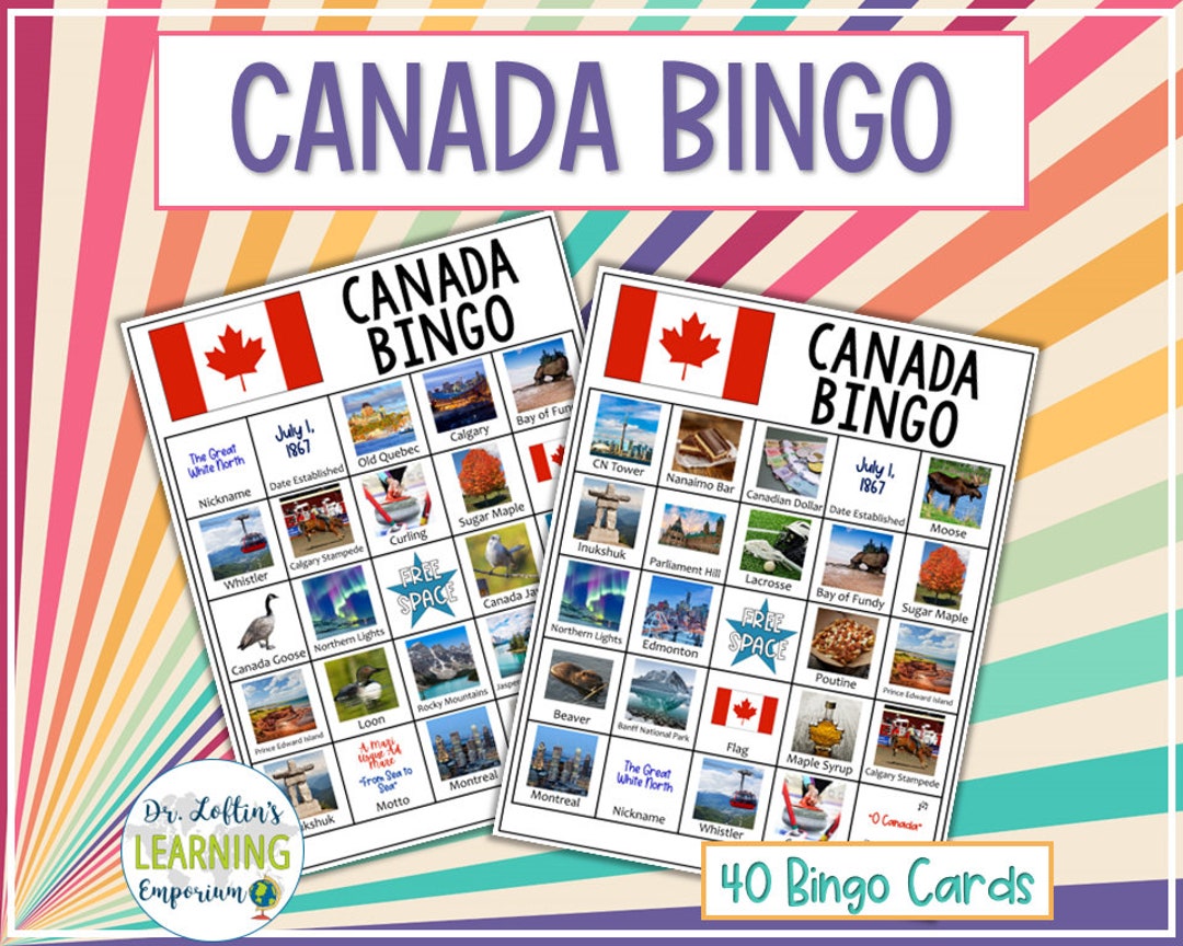 Canada Bingo Game - Printable & Digital - 40 Bingo Cards - Images and ...