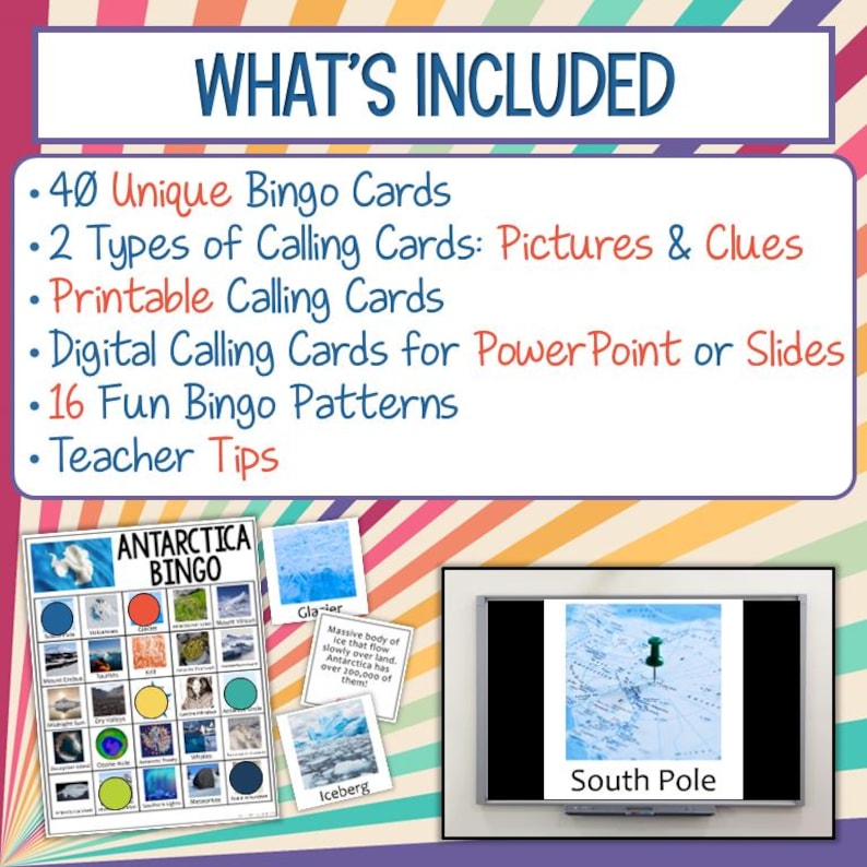 Antarctica Bingo Game - Printable & Digital - 40 Bingo Cards - Images ...